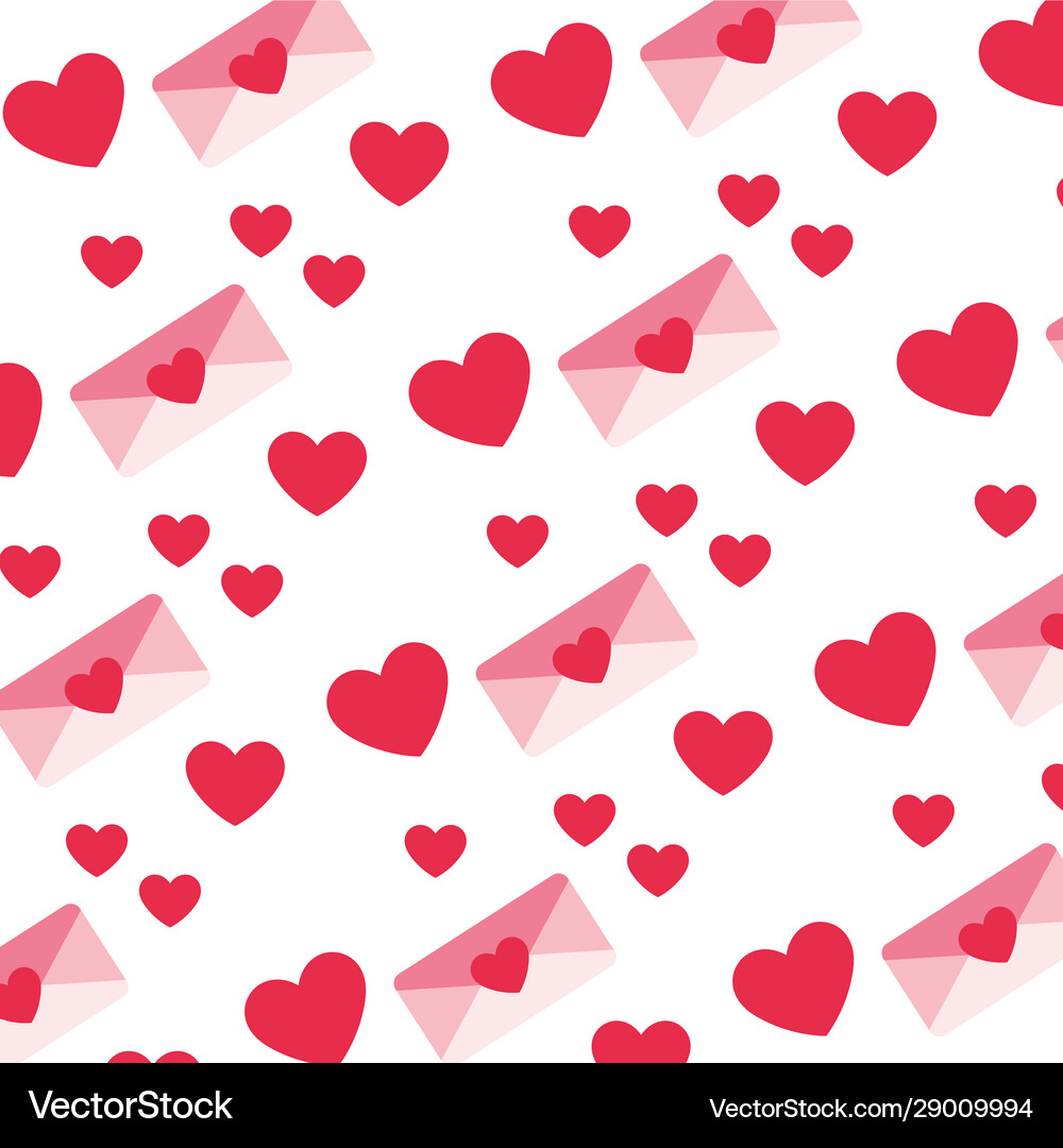 Pattern envelope with heart valentines day Vector Image