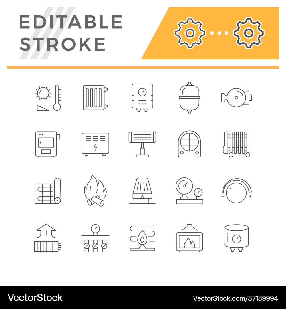 Set line icons heating Royalty Free Vector Image