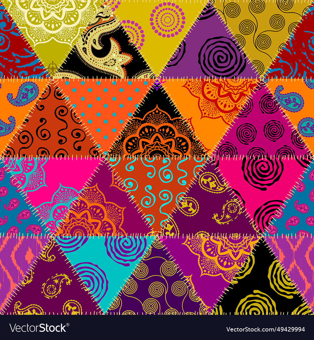 Textille patchwork pattern seamless image Vector Image