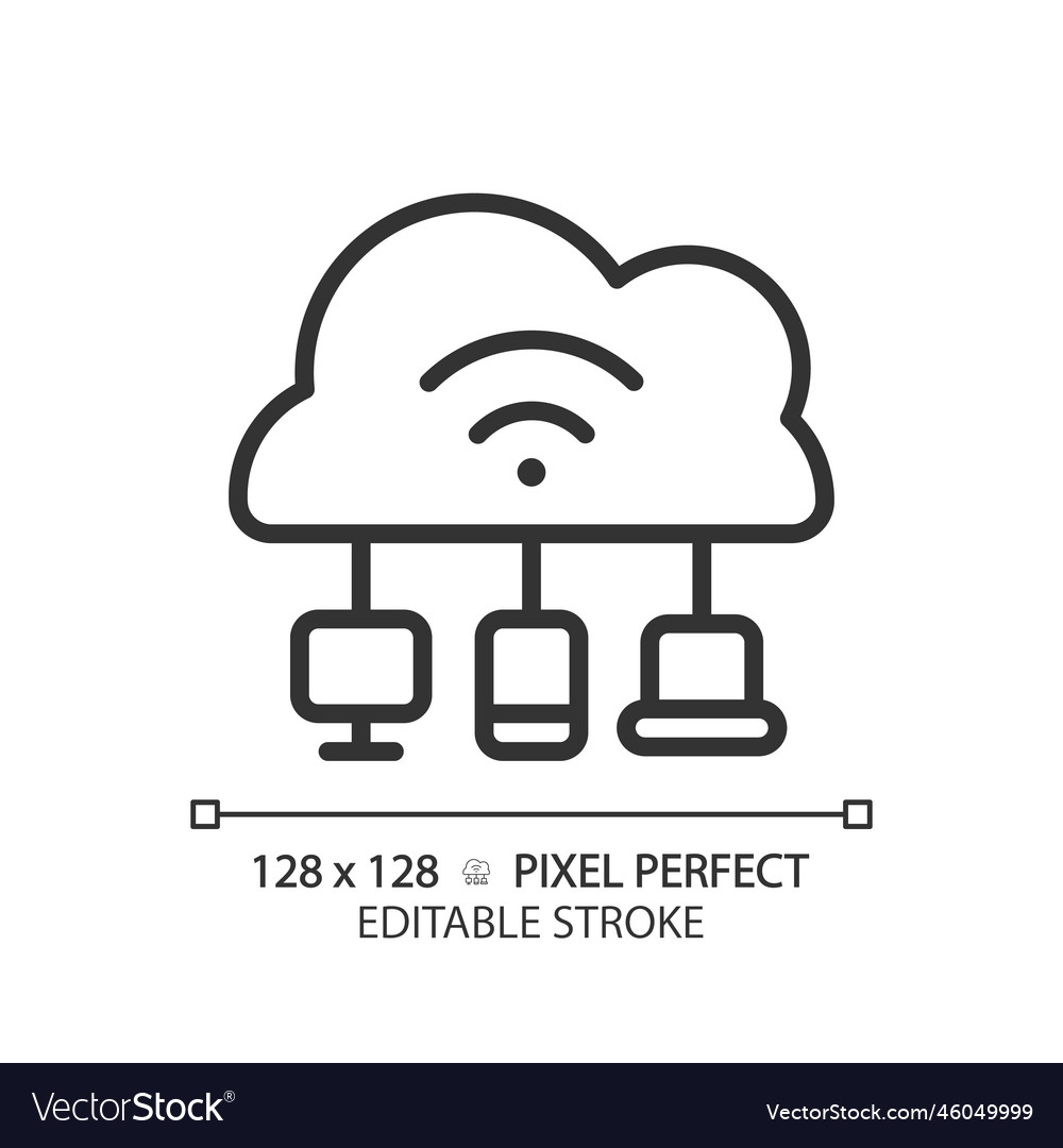 Cloud based iot pixel perfect linear icon Vector Image Cloud based iot pixel perfect linear icon Vector Image