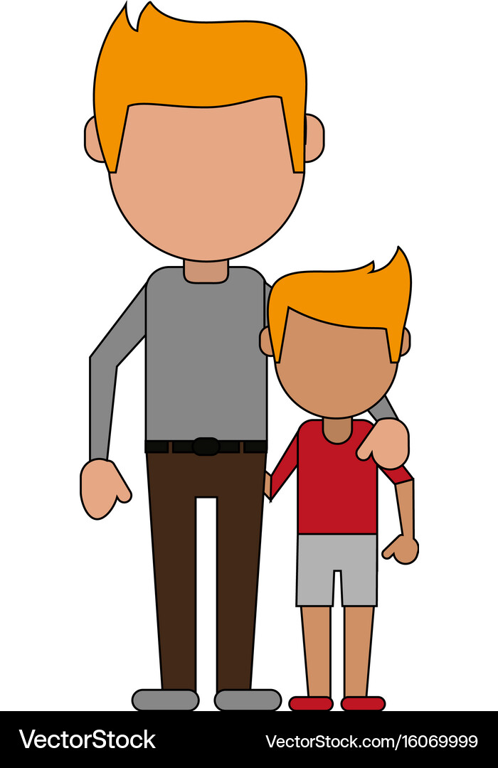 Father with his child cartoon Royalty Free Vector Image