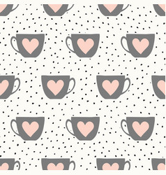 Seamless pattern with cups love letters hearts Vector Image