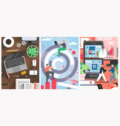 Modern office workplace poster design Royalty Free Vector