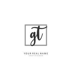G t gt initial letter handwriting and signature Vector Image