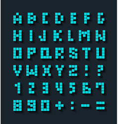 Flat pixel font with shadow effect Royalty Free Vector Image