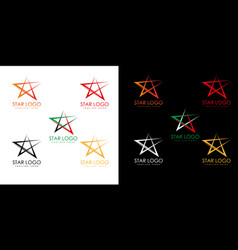 Fancy star logo with various color Royalty Free Vector Image