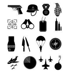 Black military icons set Royalty Free Vector Image
