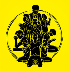 Group of people praying christian praying Vector Image