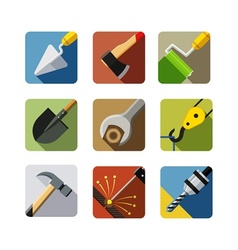Building tool icon set Royalty Free Vector Image