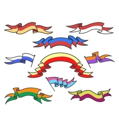 Cartoon red ribbons set Royalty Free Vector Image