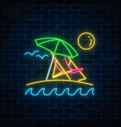 Neon summer poster with lettering and summer Vector Image