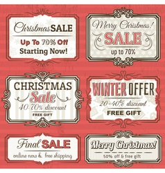 Christmas background and label with sale offer Vector Image