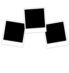 Three blank photo frames on wooden background Vector Image