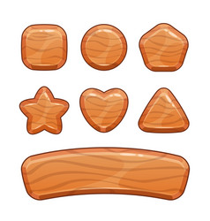 Cartoon wooden stars set Royalty Free Vector Image