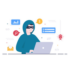 Hacker using computer server to activity hacked Vector Image
