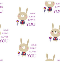Valentines pattern with bunny Royalty Free Vector Image