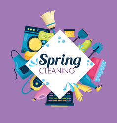 Spring cleaning supplies border tools of Vector Image