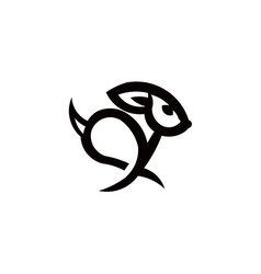 Animal rabbit one line art logo design Royalty Free Vector