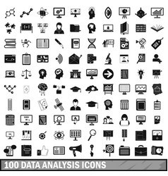 100 data visualization icons set simple style Vector Image