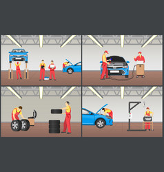 Auto mechanic worker set Royalty Free Vector Image