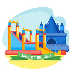Colorful inflatable castle with slide summer Vector Image