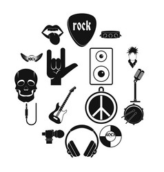 Rock music icon set simple style Royalty Free Vector Image