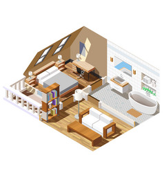 Angular bath isometric interior Royalty Free Vector Image