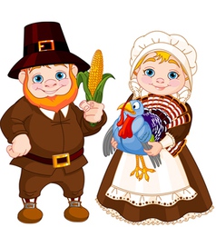 Cute pilgrim with spade Royalty Free Vector Image