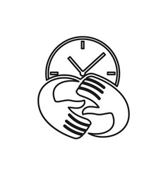 Stopwatch hand commitment teamwork together Vector Image