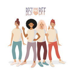Group of four boy cartoon teenager students Vector Image