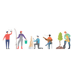 People enjoying hobbies cartoon characters Vector Image