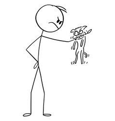 Cartoon angry dog chasing running man Royalty Free Vector