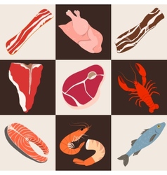 Fish and meat set Royalty Free Vector Image - VectorStock