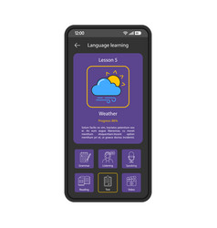 Basic language skills onboarding mobile app page Vector Image