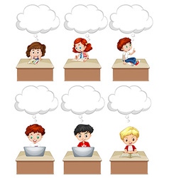 Children working on table Royalty Free Vector Image