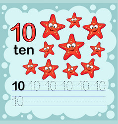 How to count and write a number seven seahorse Vector Image