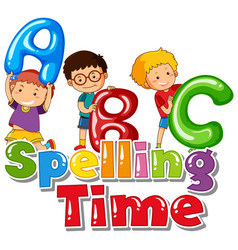 Font design for word spelling time with kids on Vector Image