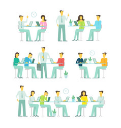 Team working together office talking peoples Vector Image