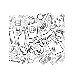 Zero waste concept elements set collection Vector Image