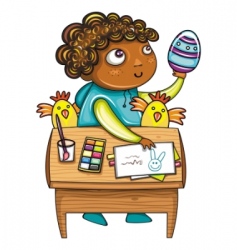 Cartoon little boy holding an easter egg Vector Image