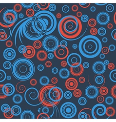 Blue abstract swirls circle frame seamless pattern