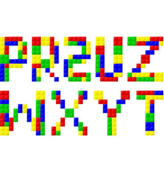 Outline block building towers with letters Vector Image