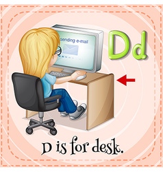 Alphabet d is for desk Royalty Free Vector Image