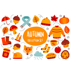 Autumn essentials set of cute hand drawn fall Vector Image