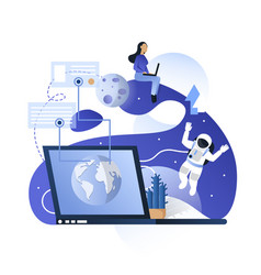 Satellite technology cartoon Royalty Free Vector Image