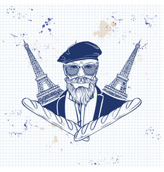 Hand drawn sketch french man Royalty Free Vector Image