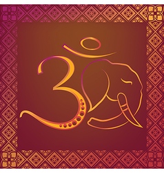 Om sign with elephant Royalty Free Vector Image