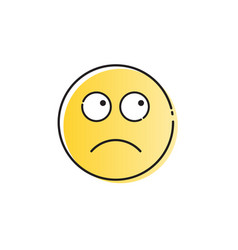 Yellow cartoon face sad negative people emotion Vector Image