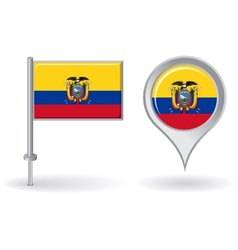 Set ecuadorian pin icon and map pointer flags Vector Image