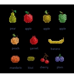 Pixel fruit collection Royalty Free Vector Image